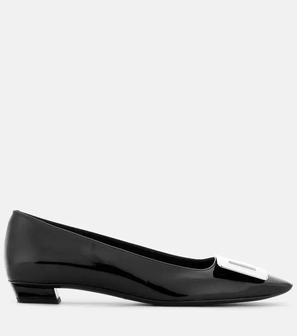 ROGER VIVIER Belle Vivier Patent Leather Ballet Flats - Black