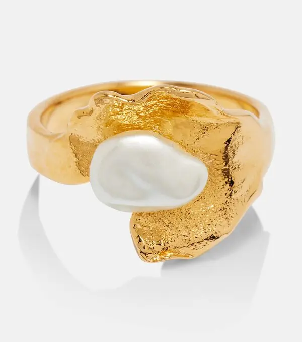 Oscar De La Renta Faux Pearl Fashion Ring - Gold