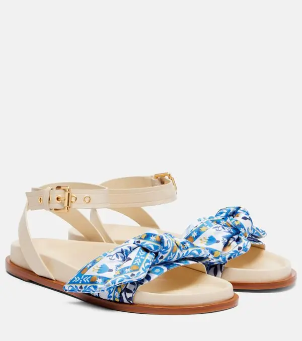 Farm Rio Bow-detail Printed Sandals - Blue