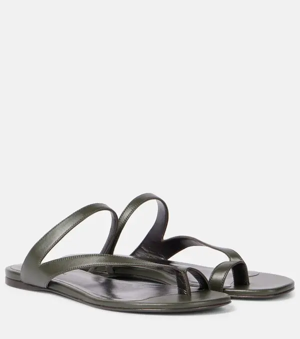 Khaite Aimee Leather Slides - Green