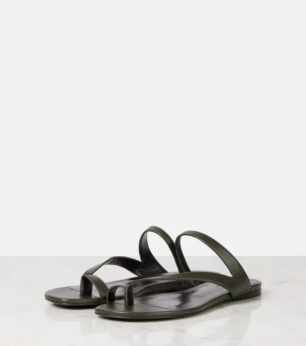 Khaite Aimee Leather Slides - Green