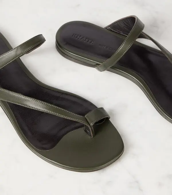 Khaite Aimee Leather Slides - Green