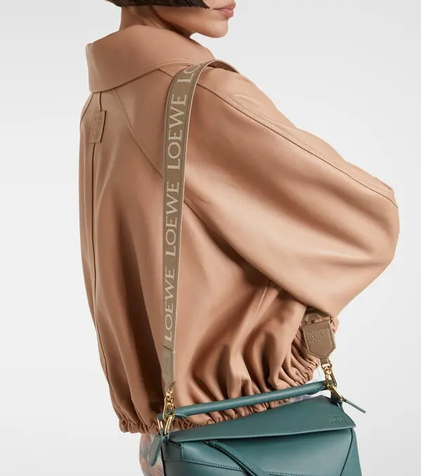 Loewe Anagram Leather-trimmed Strap - Beige