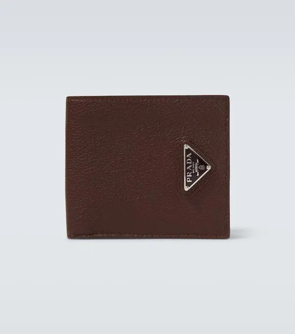 Prada Logo Leather Wallet - Brown