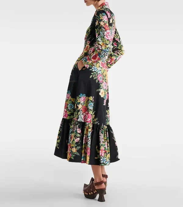 Etro Printed Cotton Midi Dress - Black