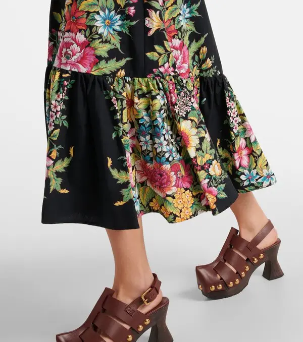 Etro Printed Cotton Midi Dress - Black
