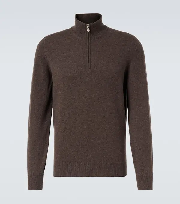 Brunello Cucinelli Cashmere Half-zip Sweater - Brown