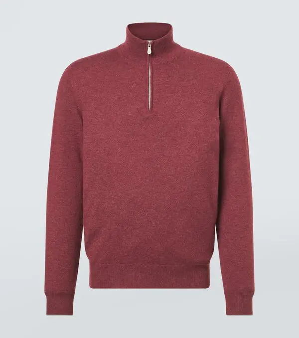 Brunello Cucinelli Cashmere Half-zip Sweater - Burgundy