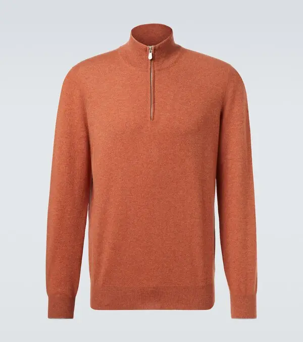 Brunello Cucinelli Cashmere Half-zip Sweater - Orange