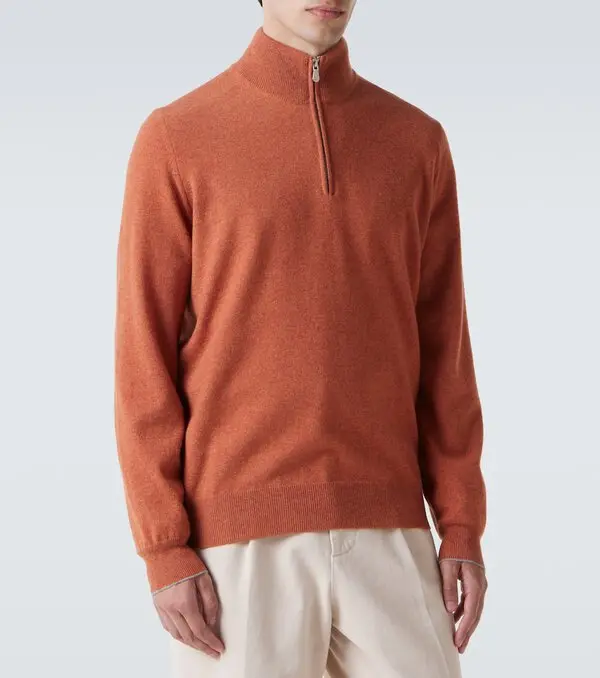 Brunello Cucinelli Cashmere Half-zip Sweater - Orange