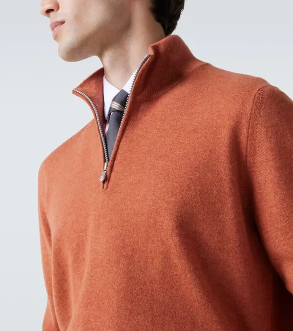 Brunello Cucinelli Cashmere Half-zip Sweater - Orange