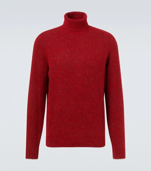 Brunello Cucinelli Alpaca, Wool, Silk, And Cotton-blend Turtleneck Sweater - Red