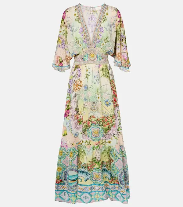 Camilla Embellished Silk Maxi Dress - Multicoloured