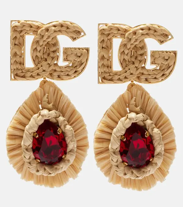 Dolce & Gabbana Dg Crystal-embellished Clip-on Earrings - Gold