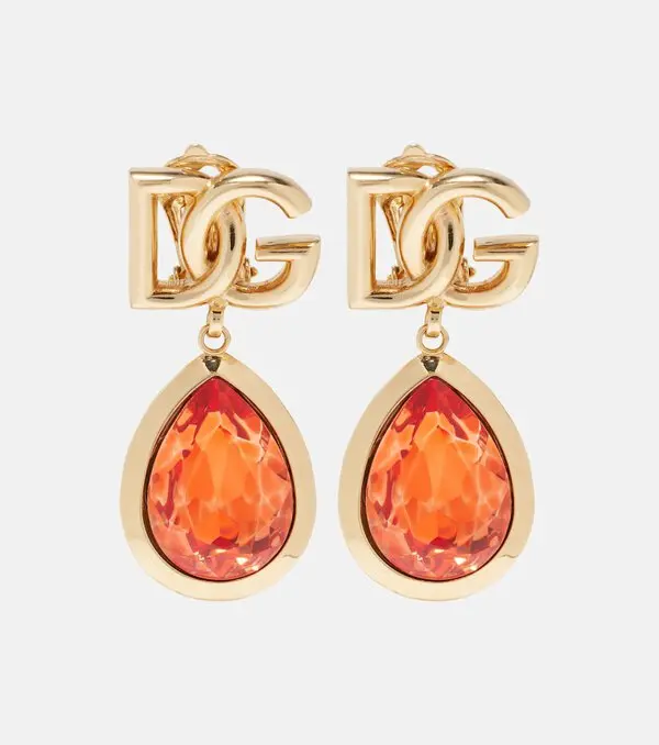 Dolce & Gabbana Dg Crystal-embellished Clip-on Earrings - Gold