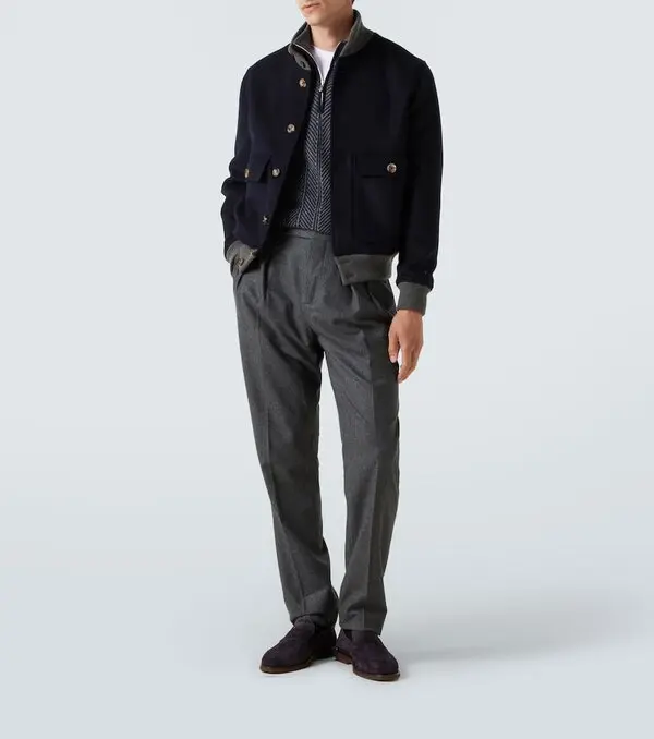 Brunello Cucinelli Herringbone Cashmere Half-zip Sweater