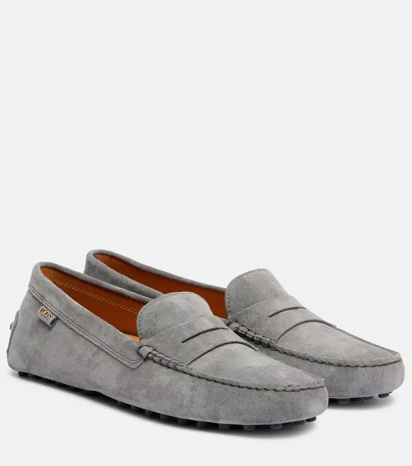 TOD'S Gommino Suede Driving Shoes - Grey