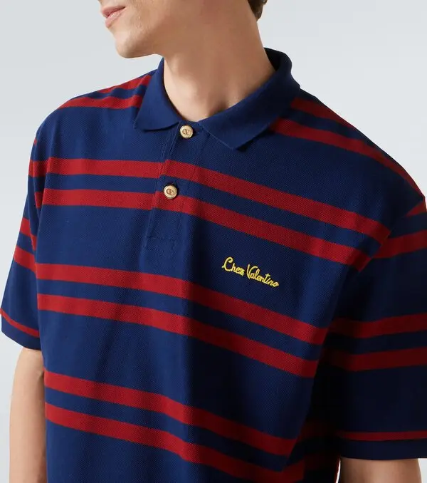 Valentino Garavani Chez Striped Cotton Polo Shirt