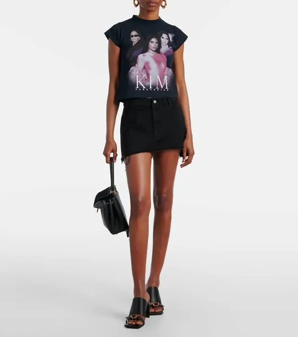 Balenciaga Distressed Denim Miniskirt