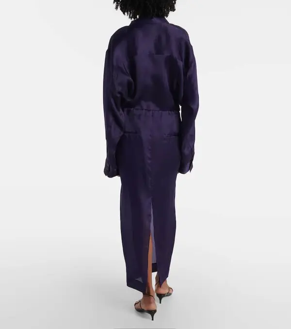 Khaite Chenton Silk Organza Maxi Skirt - Blue