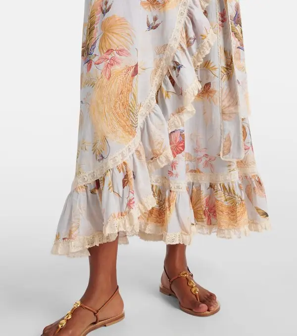 Zimmermann Ascension Floral Ruffled Midi Dress - Multicoloured