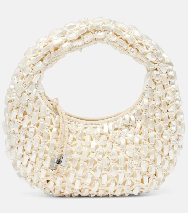 Staud Reef Crochet Embellished Shoulder Bag - White
