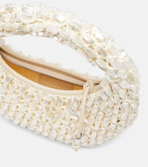Staud Reef Crochet Embellished Shoulder Bag - White
