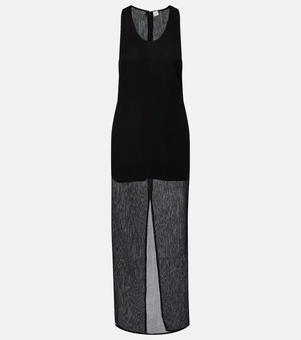 TOTEME Semi-sheer Cotton And Silk Maxi Dress - Black