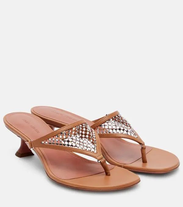 Amina Muaddi Cameron 45 Embellished Thong Sandals