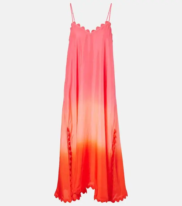 JULIET DUNN Scalloped Silk Slip Dress - Pink