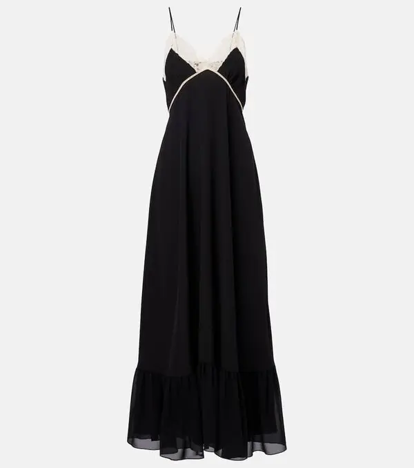 Chloé Lace-trimmed Silk Chiffon Maxi Dress - Black