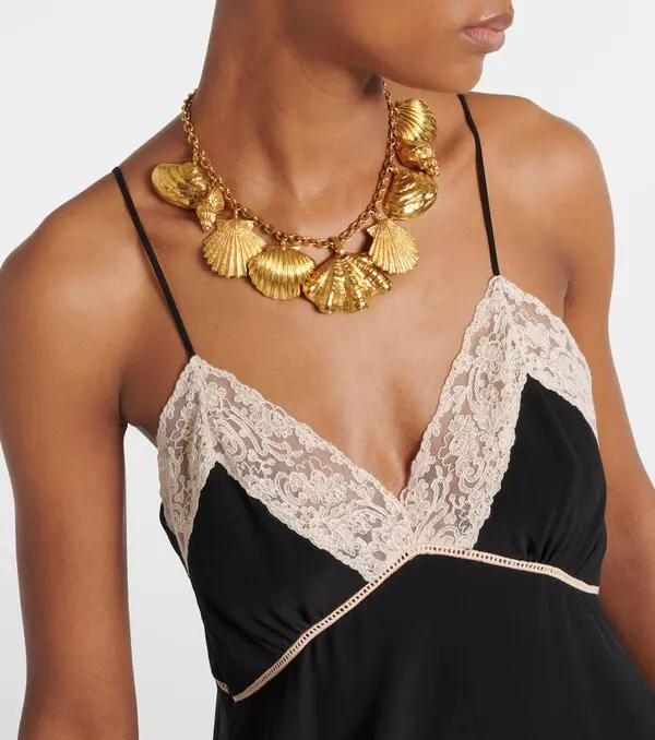 Chloé Lace-trimmed Silk Chiffon Maxi Dress