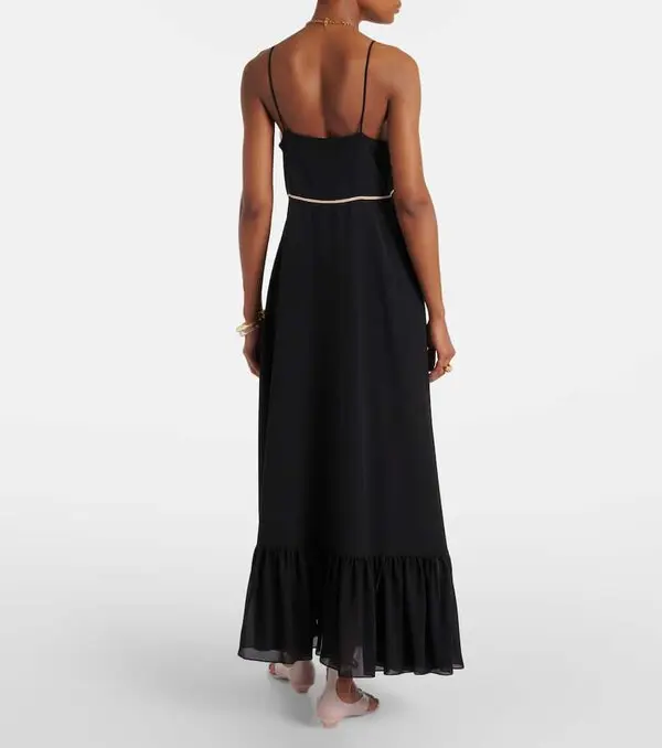 Chloé Lace-trimmed Silk Chiffon Maxi Dress
