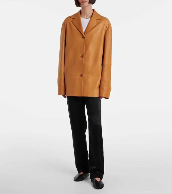 THE ROW Fabian Leather Jacket - Beige