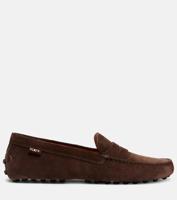 TOD'S Gommino Suede Driving Shoes - Brown