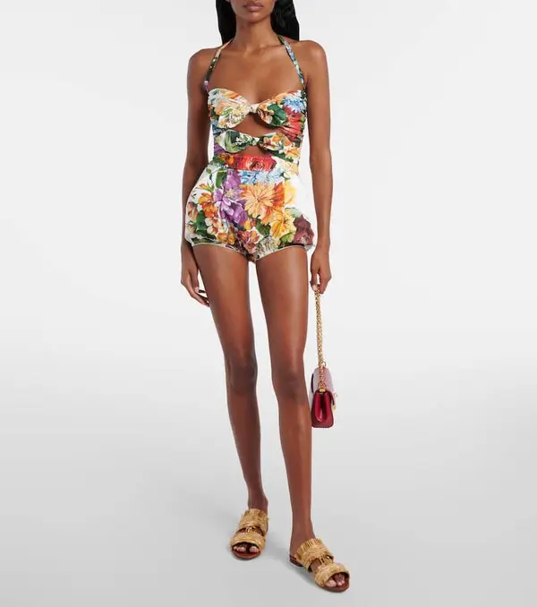 Dolce & Gabbana Cutout Floral Cotton Crop Top