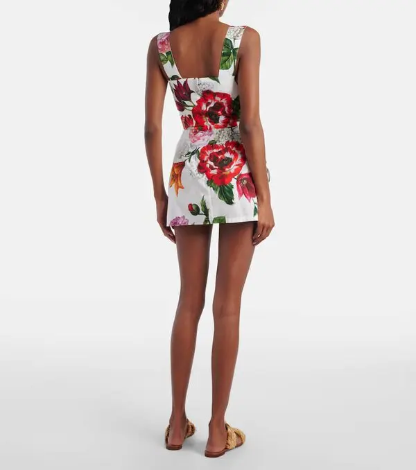 Dolce & Gabbana Floral Cotton Poplin Bustier Dress