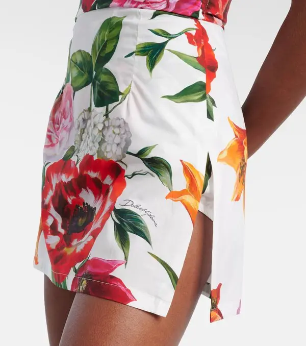 Dolce & Gabbana Floral Cotton Poplin Bustier Dress