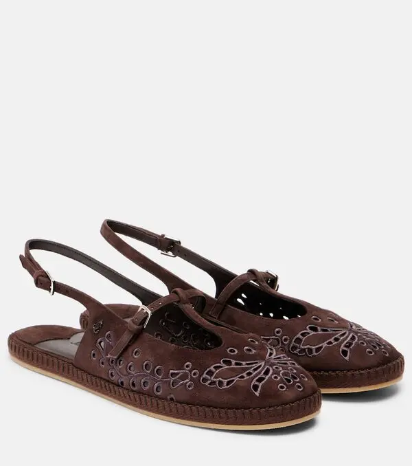 JIMMY CHOO Aimee Embroidered Suede Espadrilles
