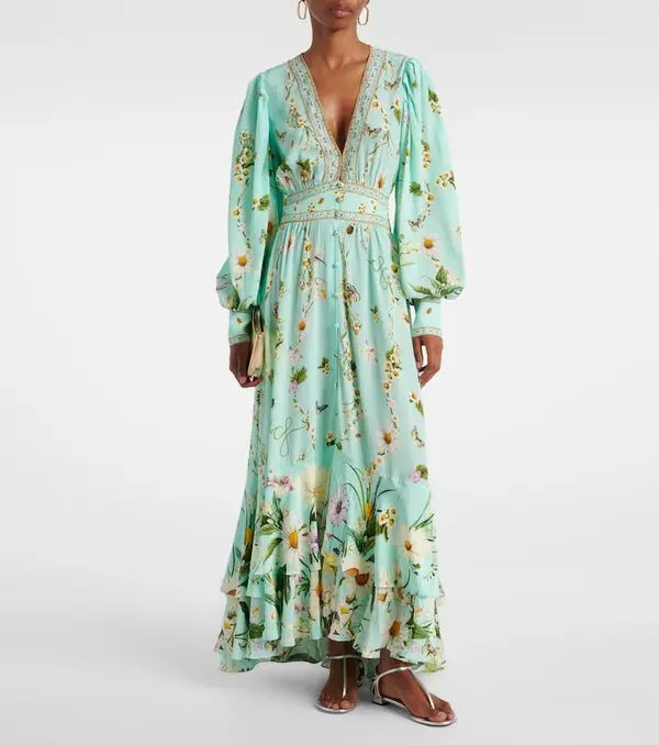 Camilla Floral Silk Crepe Maxi Dress