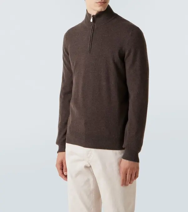 Brunello Cucinelli Cashmere Half-zip Sweater - Brown