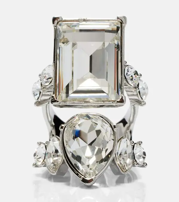 Alexander McQueen Cocktail Crystal-embellished Ring - Silver