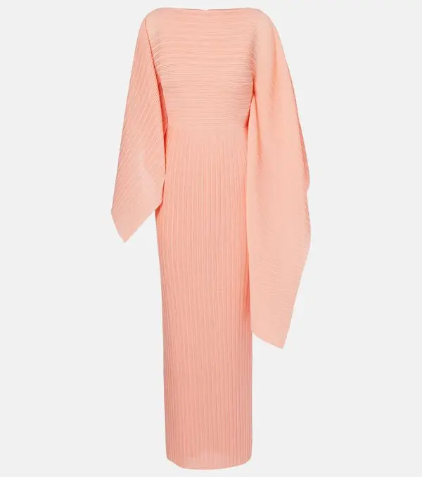 Solace London Adami Plisse Caped Maxi Dress - Pink