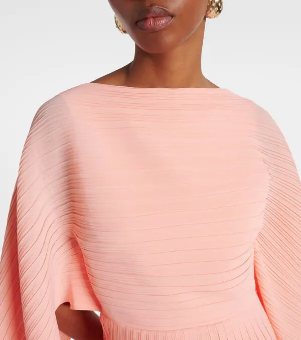 Solace London Adami Plisse Caped Maxi Dress - Pink
