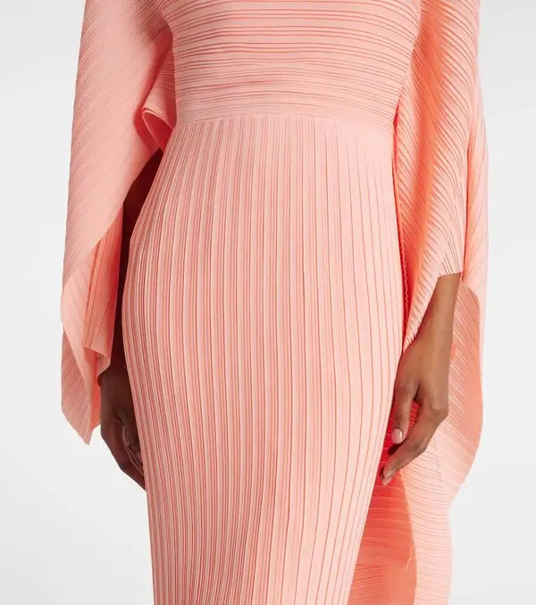 Solace London Adami Plisse Caped Maxi Dress - Pink