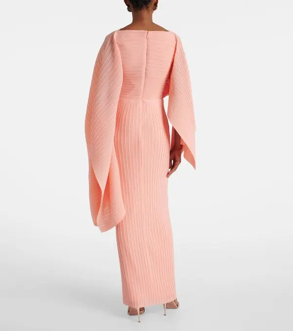 Solace London Adami Plisse Caped Maxi Dress - Pink