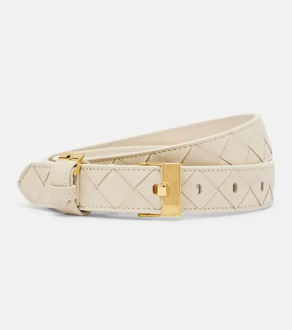 Bottega Veneta Intrecciato Leather Belt - Beige