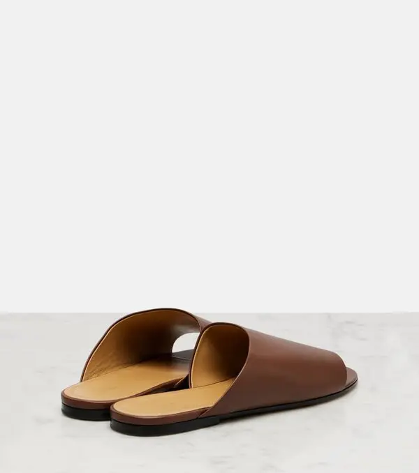 THE ROW Signum Leather Slides - Brown