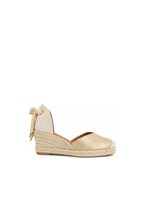 MENINA STEP Jimena Mid Laces Espadrille Wedges - Natural