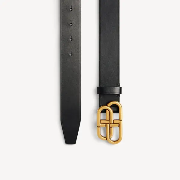 Balenciaga Bb Large Leather Belt - Black